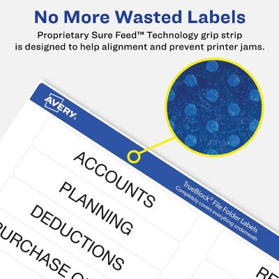 Avery TrueBlock File Folder Labels, 2/3" x 3-7/16", 1,500 Printable ...