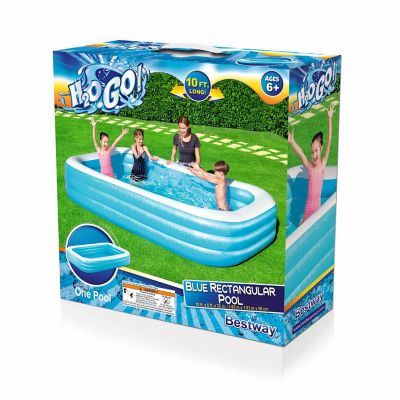 Bestway - H2Ogo! Rectangular 10\' Inflatable Family Pool, Blue