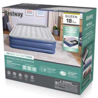 Bestway: Tritech 18" Queen Air Mattress With Built-In Ac Pump & Antimicrobial Coating | Oriental ...