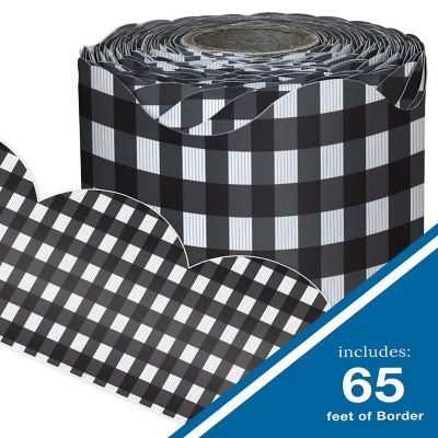 Black Gingham Rolled Scalloped Bulletin Board Borders | Oriental Trading