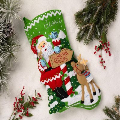 Bucilla Felt Stocking Applique Kit 18" Long-North Pole This Way