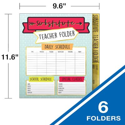 Carson Dellosa 6-Pack Substitute Teacher Folders, Decorate Teacher File ...