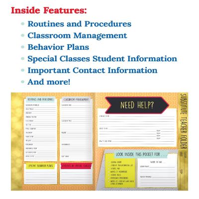 Carson Dellosa 6-Pack Substitute Teacher Folders, Decorate Teacher File ...