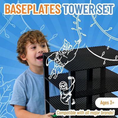 Classic Stackable Baseplates, Building Bricks For Towers, Black, 4 Base ...