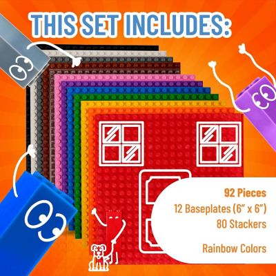 Classic Stackable Baseplates, Building Bricks For Towers, Rainbow ...