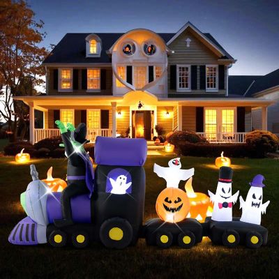 Costway 8.2 ft Long Halloween Inflatable Train LED Lighted Train w ...
