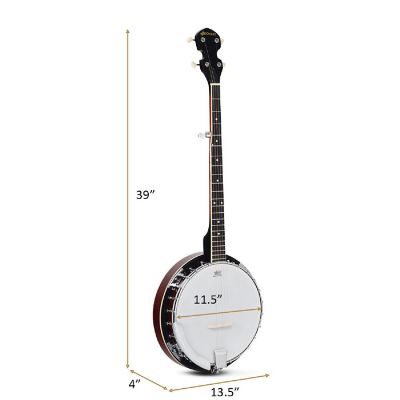 Costway Sonart 5 String Geared Tunable Banjo 24 Brackets Closed Back ...