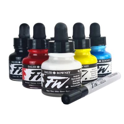 Daler-Rowney FW Acrylic Ink Set 6/Pkg-Primary