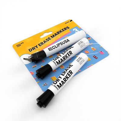 E-Clips USA Dry Erase Markers - Low Odor, Non-Toxic, Black, 3 Pack ...