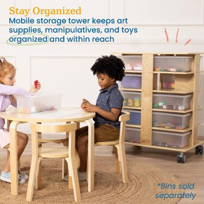 ECR4Kids 20-Compartment Mobile Storage Tower, 5x4, Natural | Oriental ...
