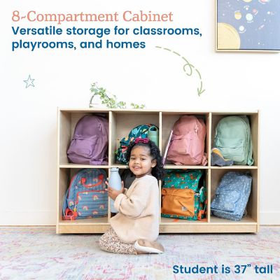 ECR4Kids 8-Compartment Mobile Backpack Storage Cabinet, Natural ...
