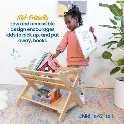ECR4Kids Book Caddy with Shelf, Natural | Oriental Trading