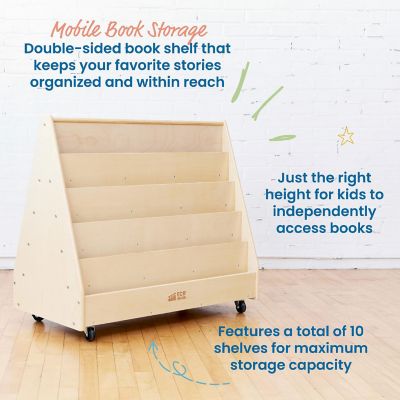 ECR4Kids Double-Sided Mobile Book Display, Natural | Oriental Trading