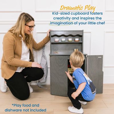 ECR4Kids Play Kitchen Storage Cupboard, Grey Wash | Oriental Trading