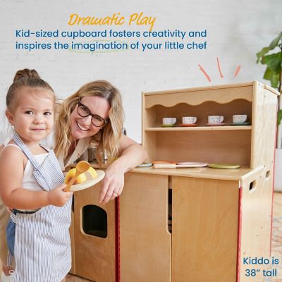 ECR4Kids Play Kitchen Storage Cupboard, Natural | Oriental Trading