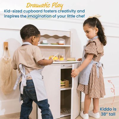 ECR4Kids Play Kitchen Storage Cupboard, White Wash | Oriental Trading