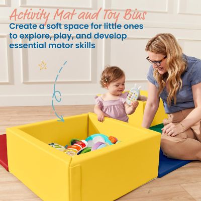ECR4Kids SoftZone Play Patch Activity Mat and Toy Bins, Assorted, 6 ...