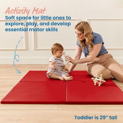 ECR4Kids SoftZone Play Patch Activity Mat Squares, Red, 4-Pack ...