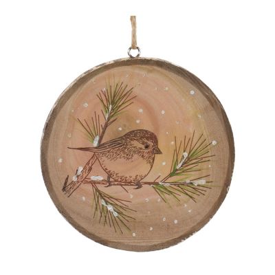 Edge Collections - Brown - Wood Bird Tree Disc Ornament!