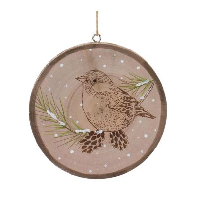 Edge Collections - Brown - Wood Bird Tree Disc Ornament!