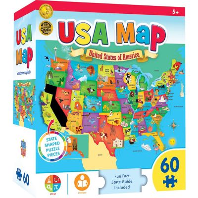 Explorers - USA Map with State Shaped pieces 60 Piece Kids Puzzle ...