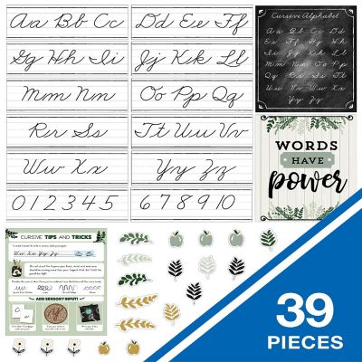 Farmhouse Alphabet Line: Cursive Bulletin Board Set | Oriental Trading