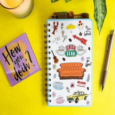 Friends Doodle Icons Collage 5-Tab Spiral Notebook Journal | Oriental ...