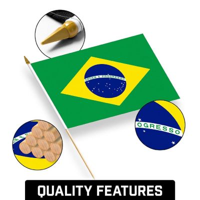 G128 12X18In 50Pk Brazil Printed 150D Polyester Handheld Stick Flag ...