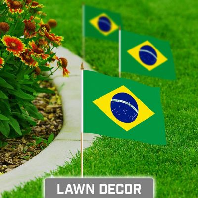 G128 8x12IN 24PK Brazil Printed 150D Polyester Handheld Stick Flag ...