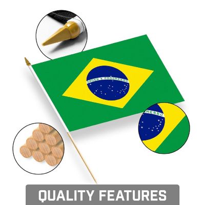 G128 8x12IN 30PK Brazil Printed 150D Polyester Handheld Stick Flag ...