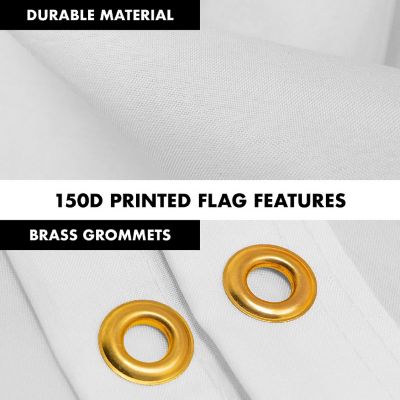 G128 Combo 5Ft White Flagpole & 2X3Ft Solid White Printed 150D ...