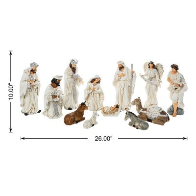 Glitzhome 12pcs Ivory Resin Nativity Figurine Set