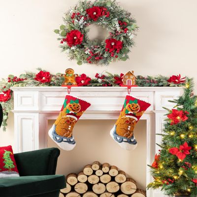 Glitzhome 21"L Hooked Stocking, Gingerbread Man