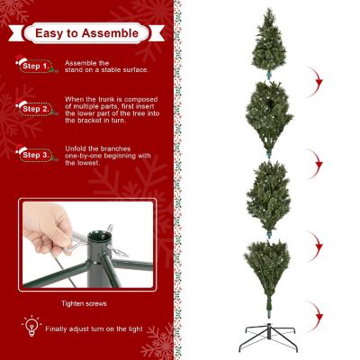 Glitzhome 9ft Pre-Lit Lighted Green Cashmere Slim Pine Artificial ...