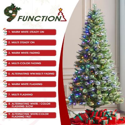 Glitzhome 9ft Pre-Lit Lighted Green Cashmere Slim Pine Artificial ...