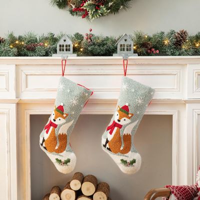 Glitzhome Set of 24 19.00"L Hooked Stocking, Fox | Oriental Trading