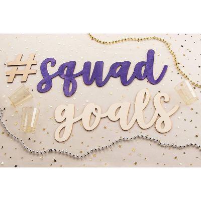 Hashtag Squad Goals Script Sign, Unfinished Wood Letters with Drawing ...