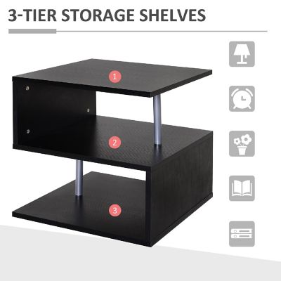 HOMCOM Black 20" Multi Level End Table