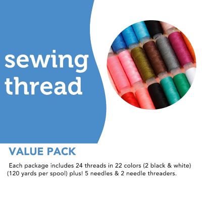 Incraftables Sewing Thread Assortment 24 Threads Set Polyester Thread ...