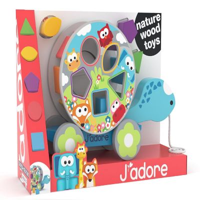 J'adore Wooden Turtle Shape Sorter Pull Toy