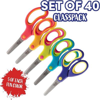 Kids Scissors Class Value pack Value (40pc) - 5" Soft Grip Blunt Tip ...