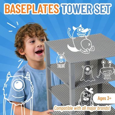 Large Classic Stackable Baseplates, Building Bricks For Towers, Gray, 4 ...