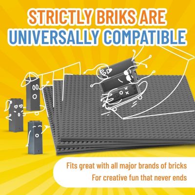 Large Classic Stackable Baseplates, Building Bricks For Towers, Gray, 4 ...