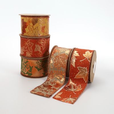 LaRibbons 2 1/2" Wired Ribbon - "Metallic Leaf" Rust/Copper - 10 Yard ...