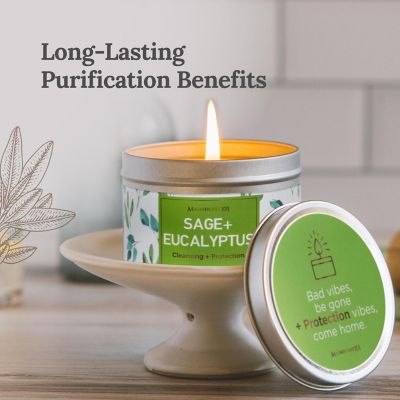Magnificent 101 Long Lasting Sage + Eucalyptus Scented Smudge Candle - 6 Oz - 35 Hour Burn - Soy ...