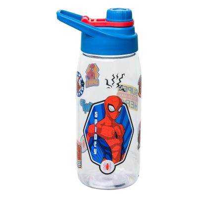 Marvel Comics Spider-Man Hinged Handle Plastic Water Bottle and Sticker ...