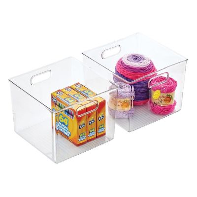 mDesign Plastic Craft Room Storage Box with Handles, 2 Pack + 24 Labels ...