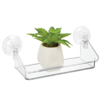 mDesign Plastic Suction Hanging Window Shelf for Home Storage, Small ...