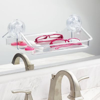 mDesign Plastic Suction Hanging Window Shelf for Home Storage, Small ...