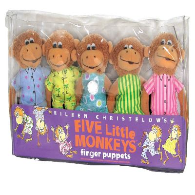MerryMakers - FIVE LITTLE MONKEYS 5" Multi-Colored Plush Finger Puppet ...